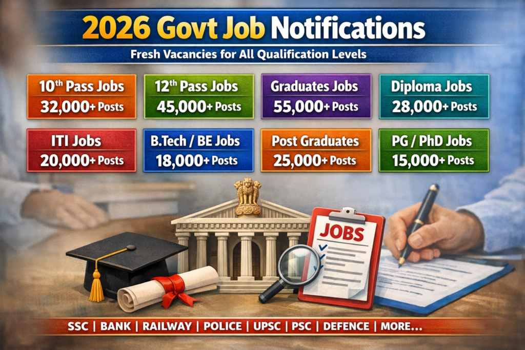 2026 Govt Job Notifications | Fresh Government Vacancies